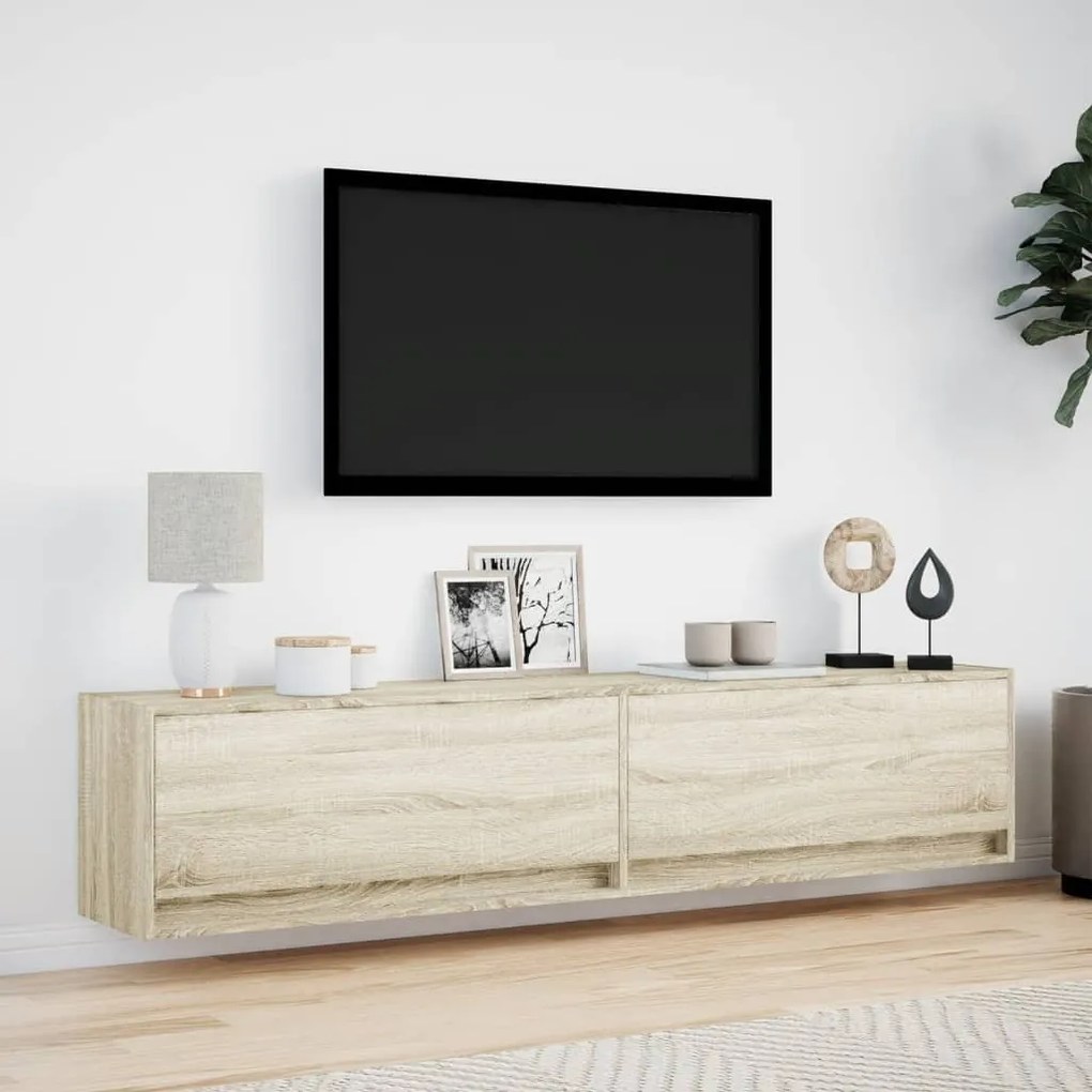 Nástěnná TV skříňka s LED dub sonoma 180 x 31 x 38 cm 3307949