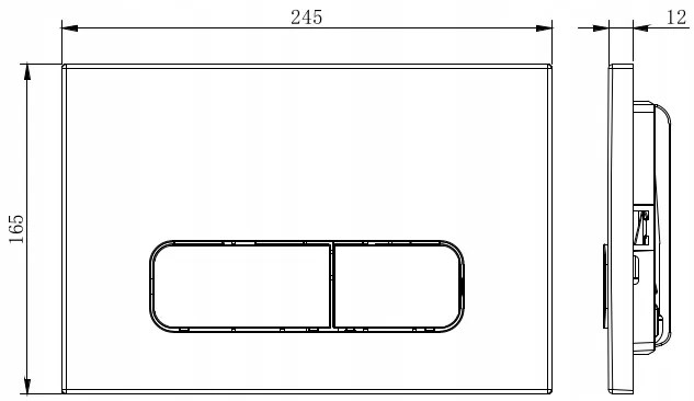 Ovládací tlačítko splachovadla - černé - dvojčinné - plastové - typ B, 600203