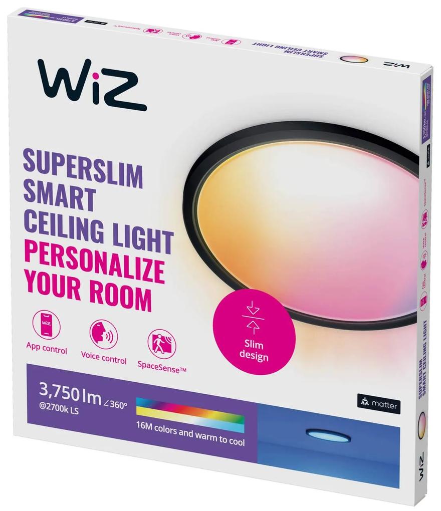 WiZ SuperSlim LED stropní světlo RGBW Ø54cm černé