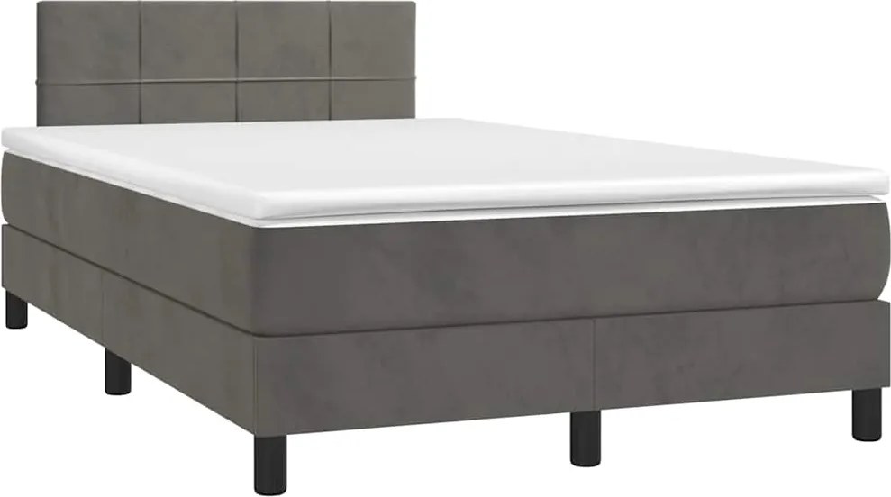 Box spring postel s matrací a LED tmavě šedá 120x200 cm samet 3134394