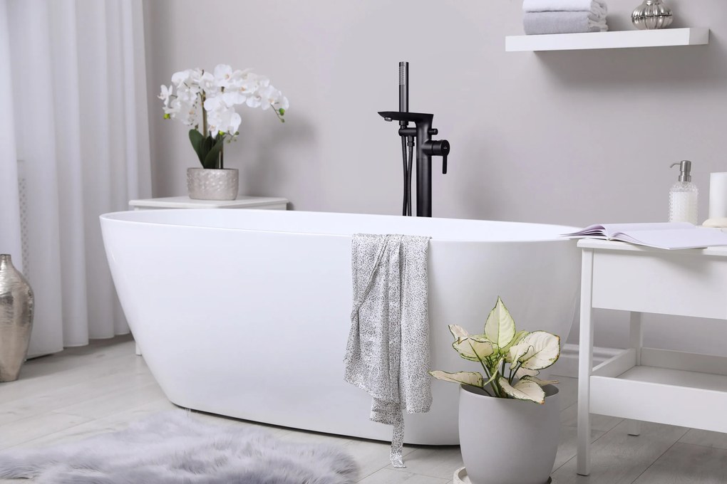 Invena Glamour, volně stojící vanová baterie, černá, INV-BW-02-W04-V