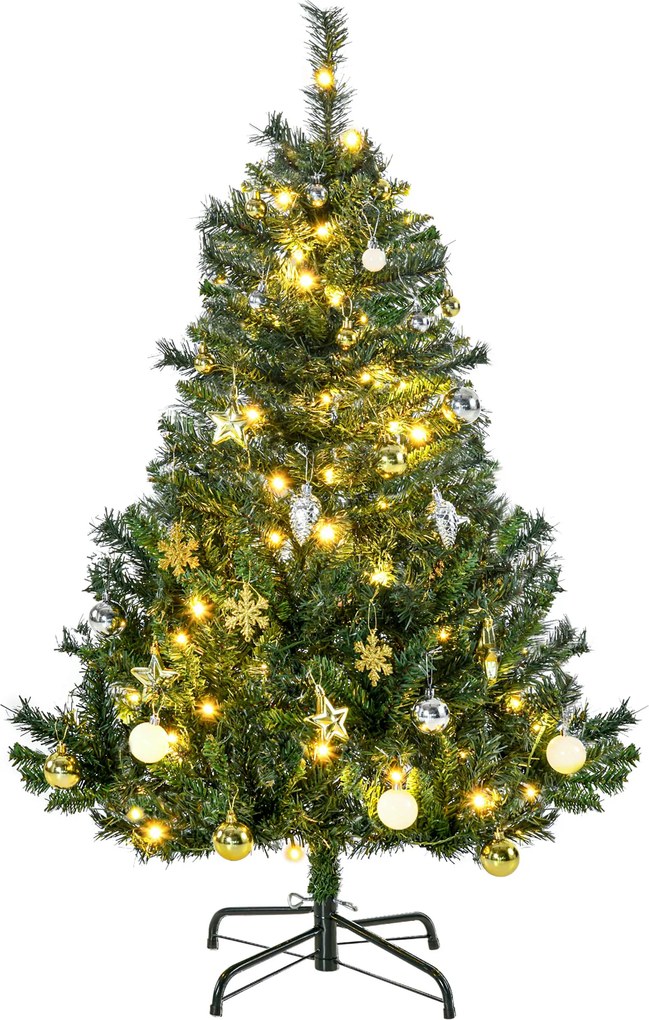 Aosom Vánoční strom, umělá jedle, 1,2 m, LED diody, včetně hvězdy, 75 cm x 120 cm, zelený