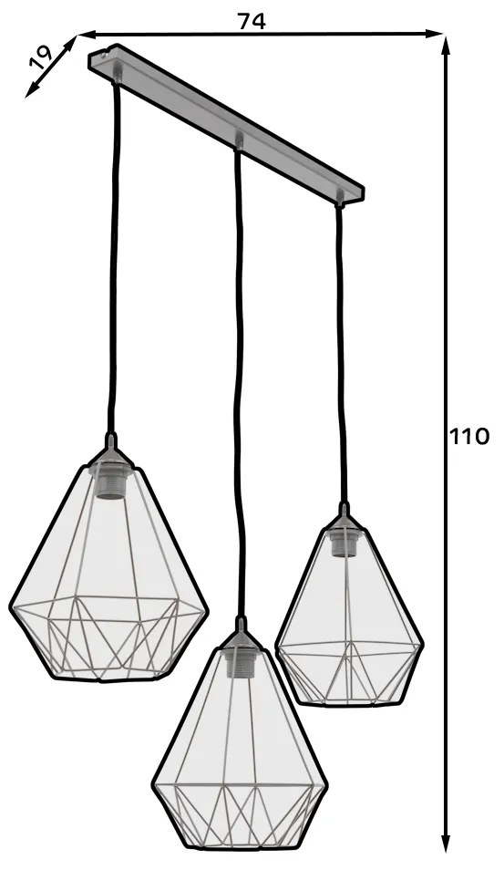 Eltap Industriální osvětlení Bendinni 3 line, 74x19x110cm
