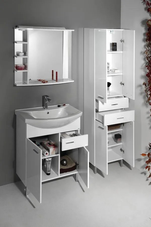 Aqualine Aqualine, ZOJA/KERAMIA FRESH skříňka vysoká 50x184x29cm, bílá, zásuvky, 51291