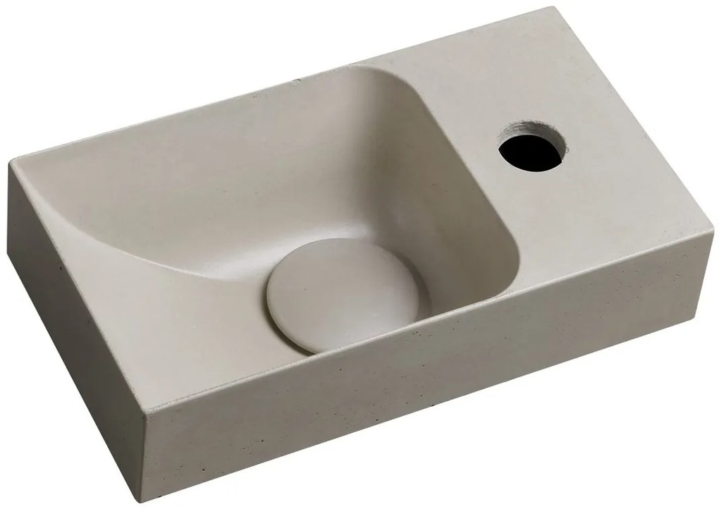 Sapho Sapho, PICCOLINO betonové umyvadlo 30,8x17cm, baterie vpravo, písková, PK30514