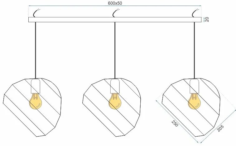 Toolight Trojitá závěsná stropní lampa APP383-3CPR