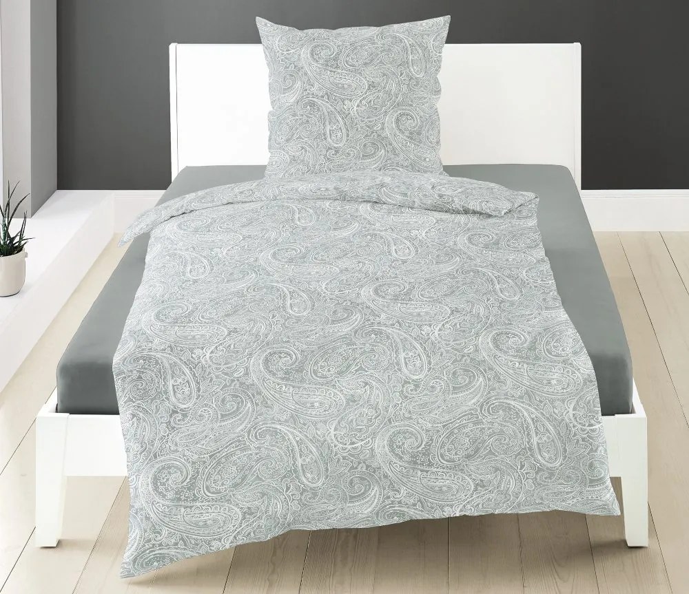 Bierbaum povlečení bavlněný satén 3684 Paisley Grey - 140x220 / 70x90 cm