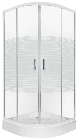 Novoterm Čtvrtkruhový sprchový kout NV-Madera 90x90 chrom/potisk + vanička