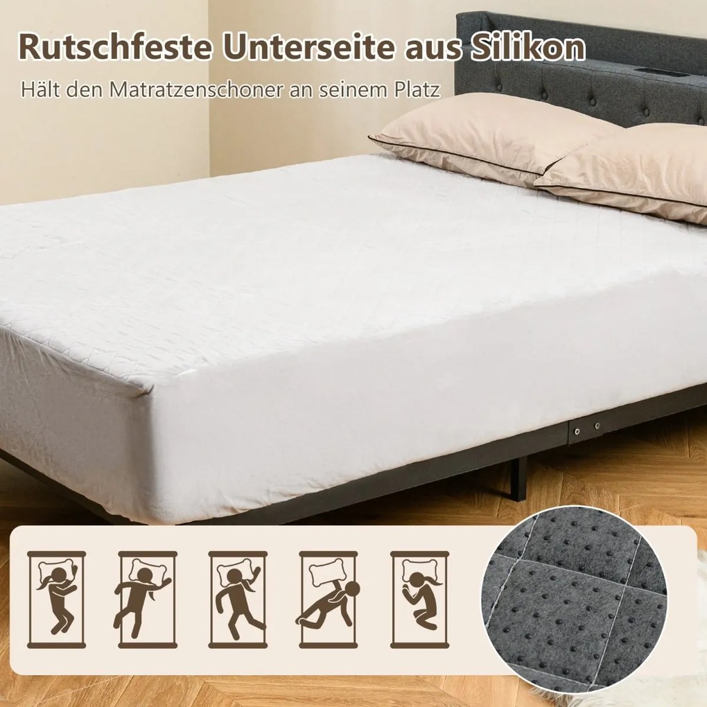 Costway Chránič matrace luxusní super měkká matrace s hlubokou kapsou, šedá