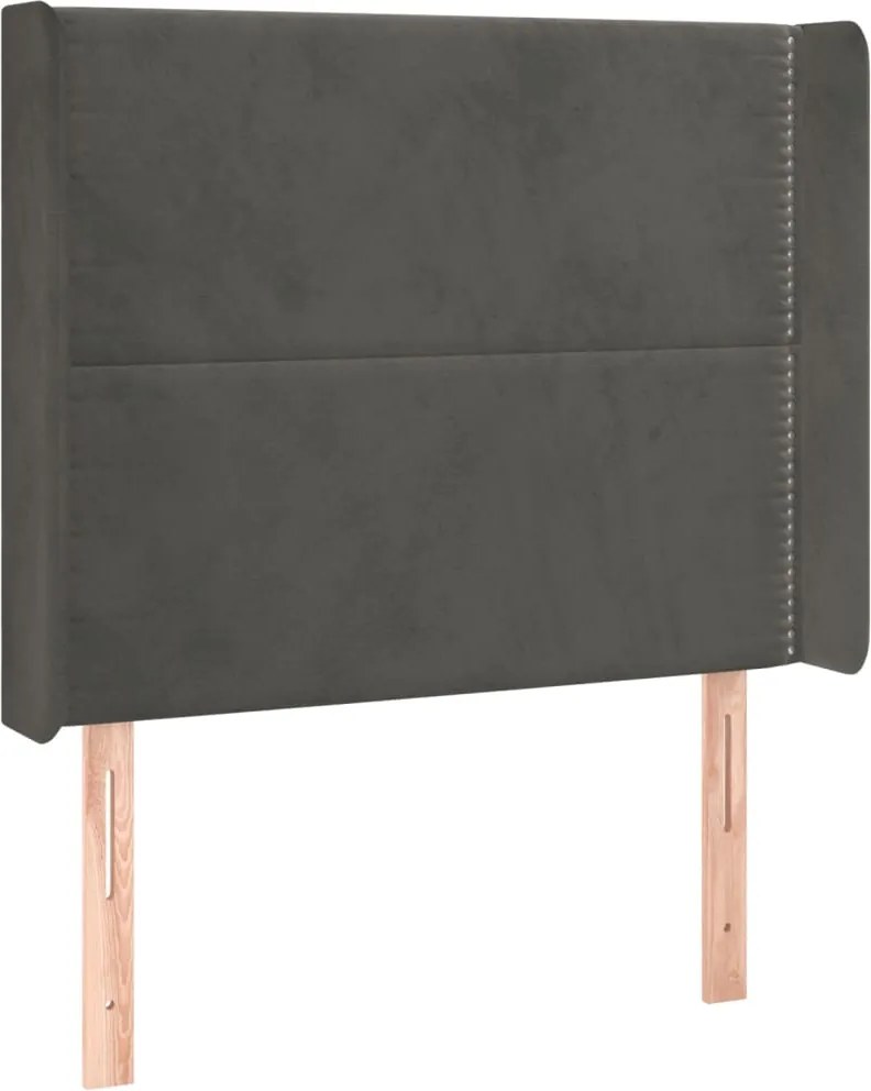 Box spring postel s matrací a LED tmavě šedá 90x200 cm samet 3139482