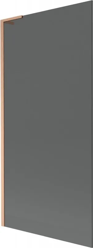 Mexen Next L, 1-křídlová vanová zástěna 90 x 150 cm, 6mm šedé sklo, měděný profil, 895-090-000-03-40-65