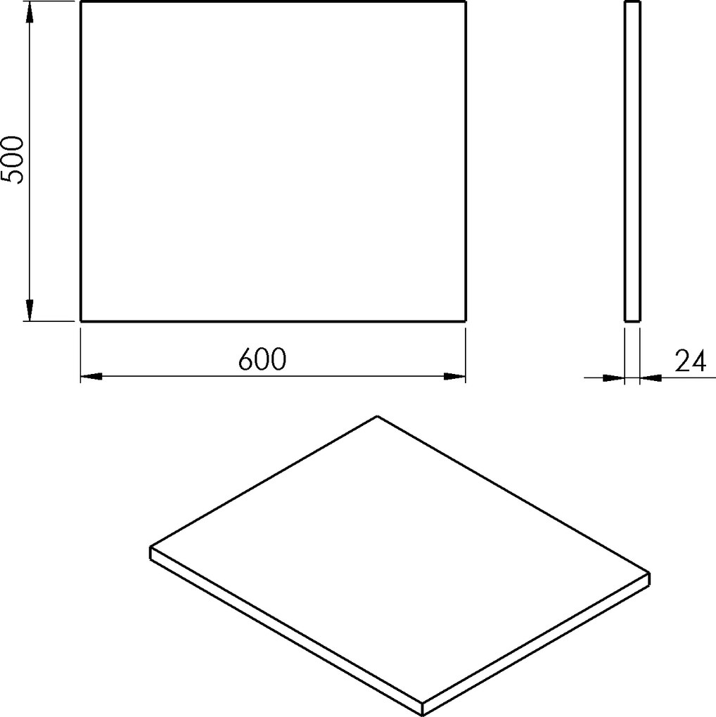 Sapho PLATO deska Rockstone 600 x 24 x 500 mm bílá mat PL060-0101