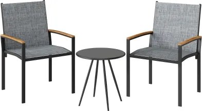 Outsunny 3dílná bistro sada: židle s textilním sedákem a stůl, mix šedá