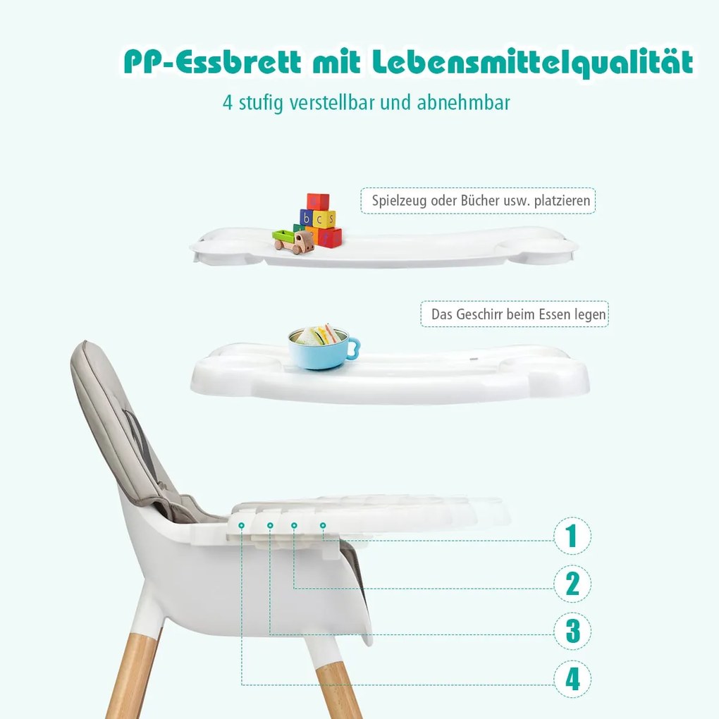 Costway 4-in-1 dětská vysoká židlička jídelní židlička dětská