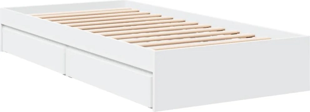 Rám postele se zásuvkami bílý 100 x 200 cm kompozitní dřevo 3280671