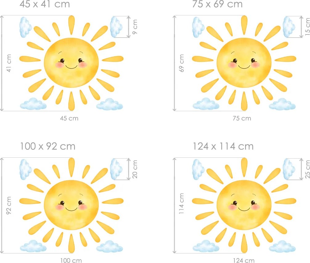 Vysmáté sluníčko samolepka na zeď arch 75 x 69 cm