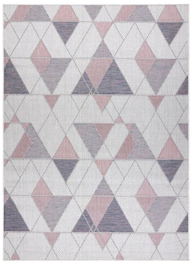 Hans Home | Kusový koberec Sion Sisal Triangles B3006A ecru/pink – na ven i na doma - 140x190