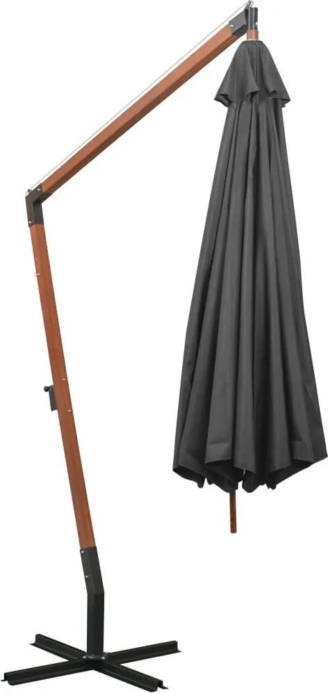 vidaXL Závěsný slunečník s dřevěnou tyčí, 350 cm, [313768] Barva: Vínová