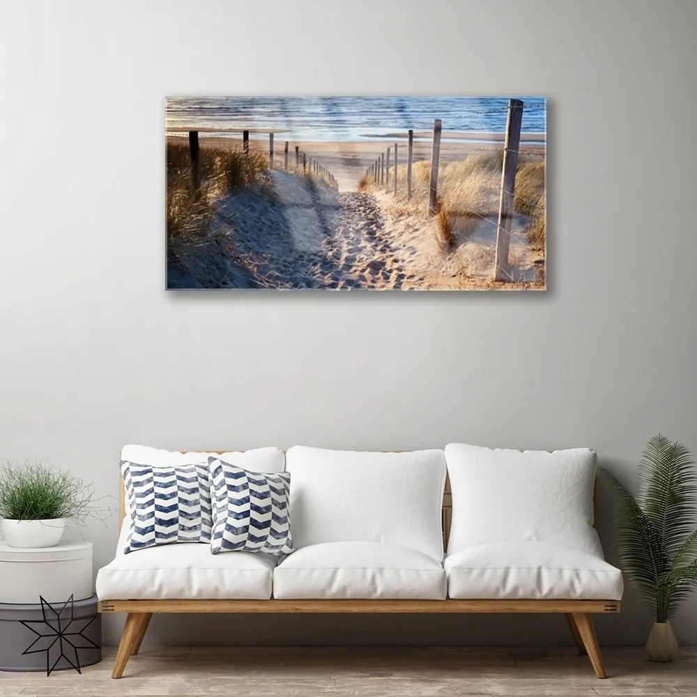 Obraz na skle Stezka Moře Krajina 100x50 cm
