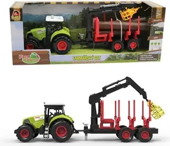 MaDe 07213 Traktor s přívěsem, ramenem, zelená / od 3 let