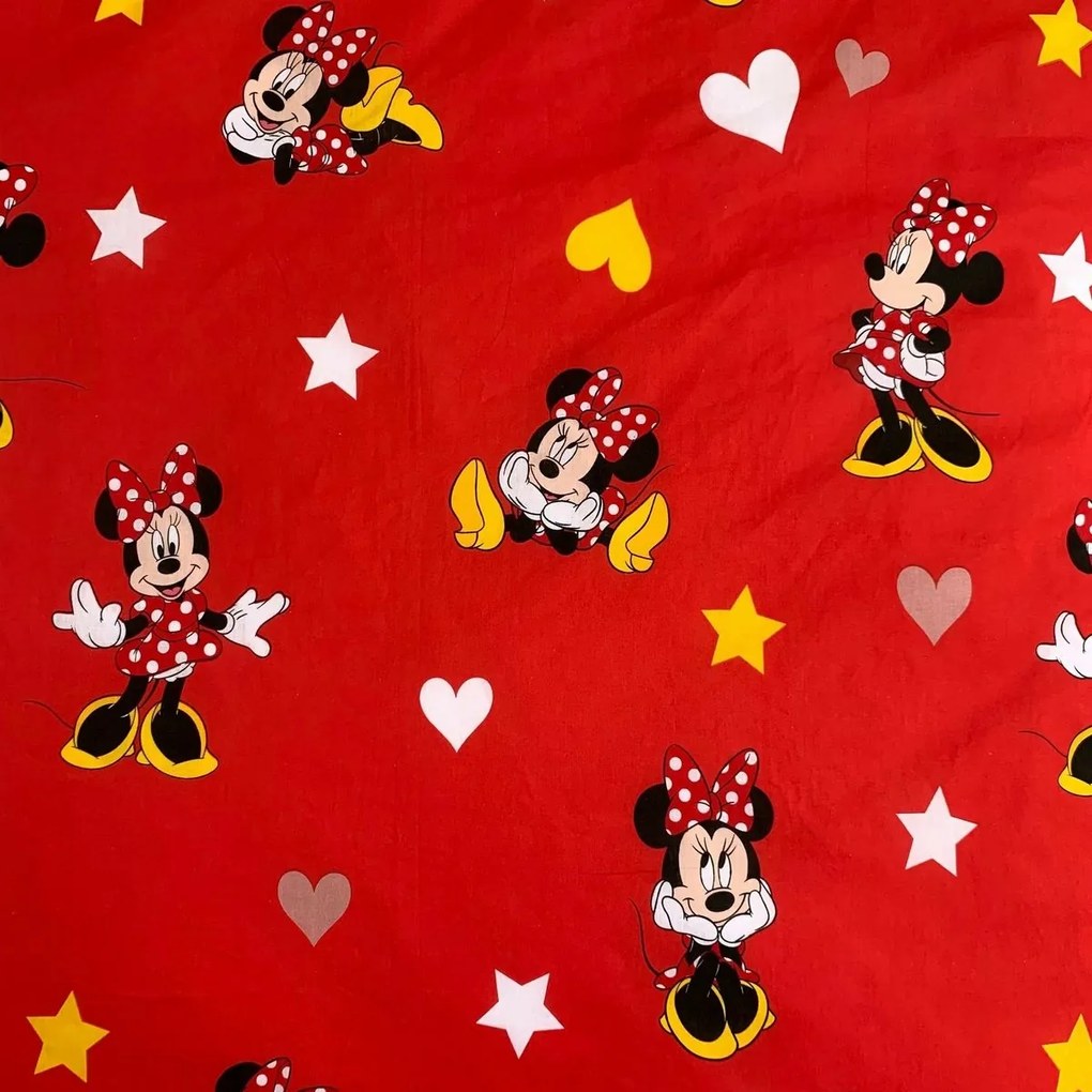 Jerry Fabrics Dětské bavlněné povlečení Minnie Red heart, 140 x 200 cm, 70 x 90 cm