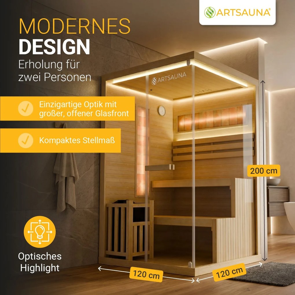 Artsauna Finská sauna Vantaa, přírodní Velikost: 180 cm, Počet osob: 4
