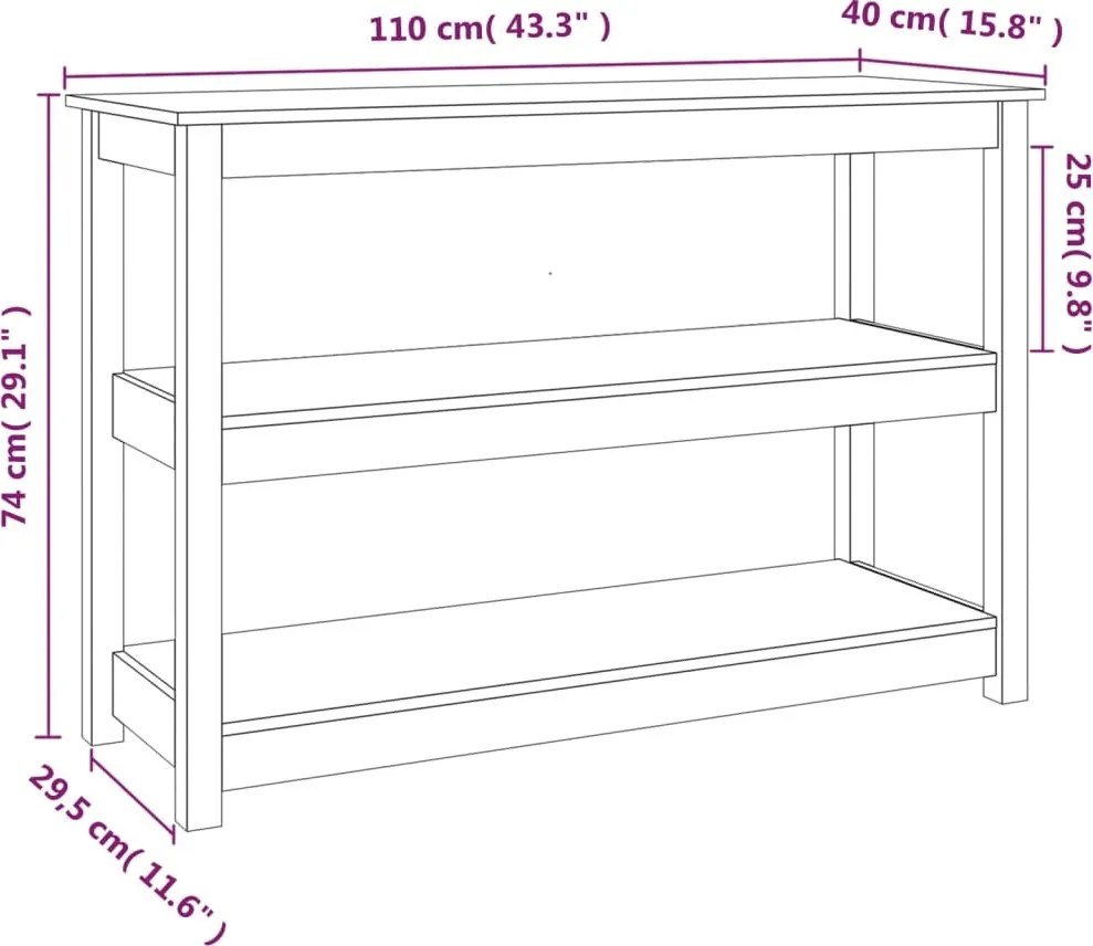 vidaXL Konzolový stolek 110x40x74 cm masivní borové dřevo [821666] Barva: Bílá