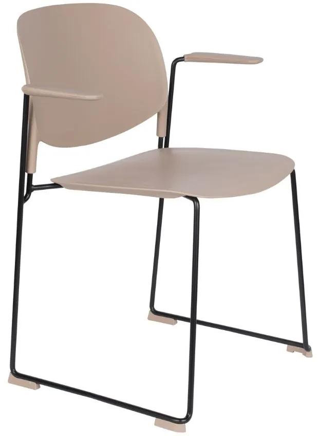DNYMARIANNE -25% White Label Béžová plastová jídelní židle WLL Stacks s područkami