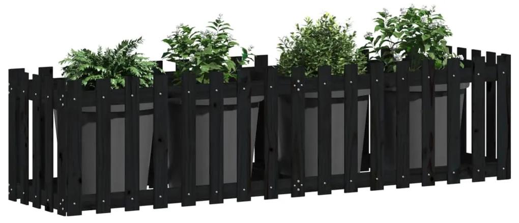 Vyvýšený záhon plotový design černý 200x50x50 cm masiv borovice,  832509