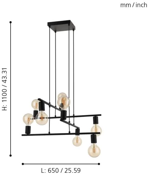 Eglo 98909 - Lustr na lanku MEZZANA 8xE27/40W/230V