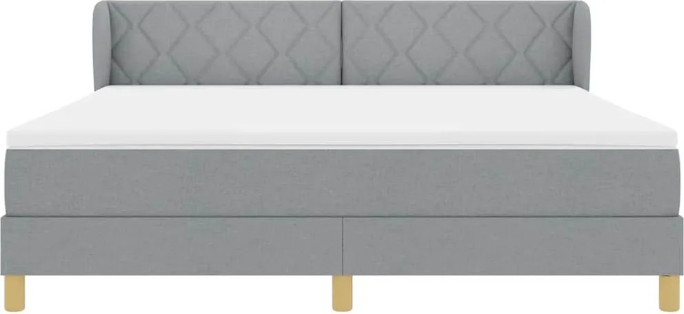 Postel s boxspringem s čelo Světle šedá 180 x 200 cm textil 3340290