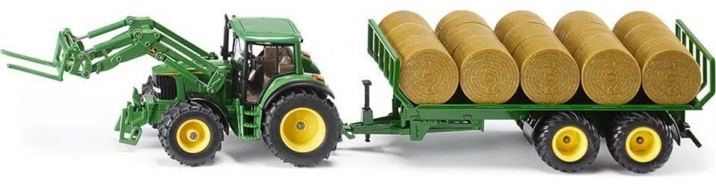 Siku Farmer Traktor s přívěsem na kulaté balíky 1:32
