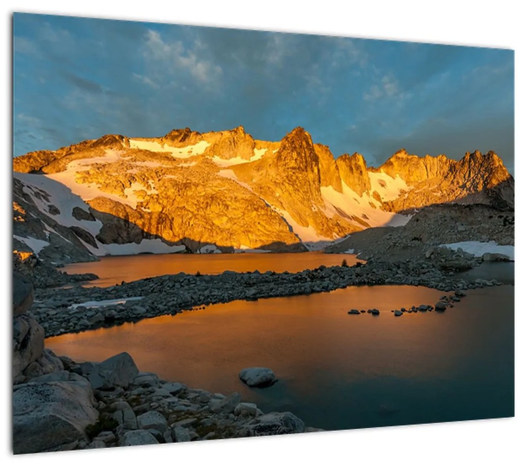 Skleněný obraz vysokohorské krajiny (70x50 cm)
