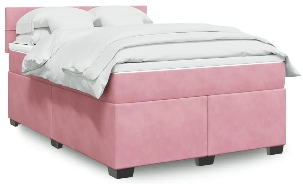 Box spring postel s matrací tmavě růžová 140 x 200 cm samet 3286335