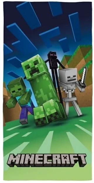 HALANTEX - Plážová bavlněná osuška Minecraft - Alex a Steve MOJANG / 70 x 140 cm