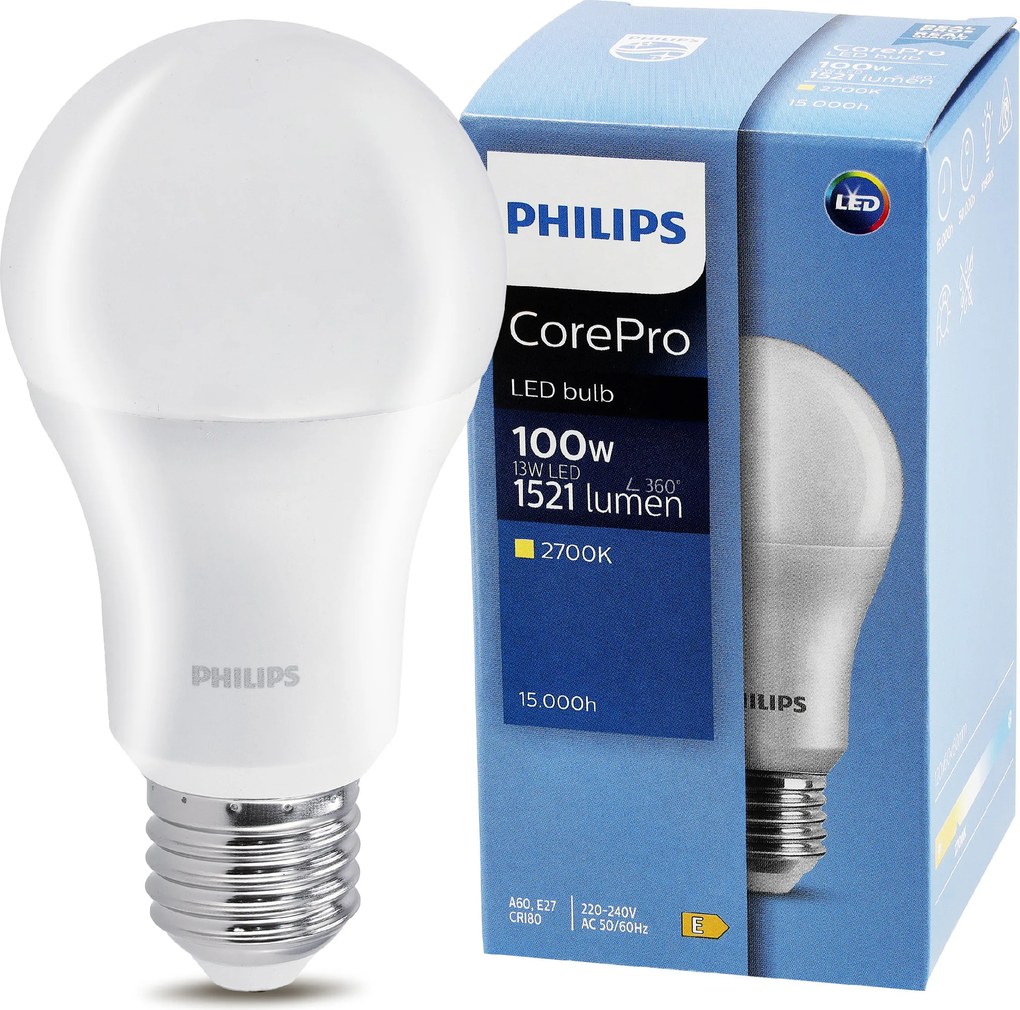 SADA 6x LED žárovka E27 PHILIPS 13W = 100W 1521lm Barva 2700k Premium A60