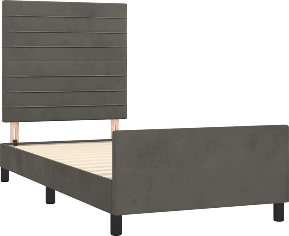 Rám postele bez matrace tmavě šedá 100 x 200 cm samet 3125801