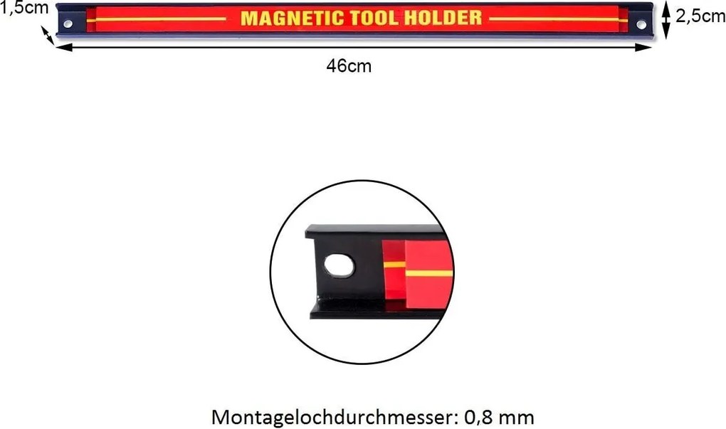 Costway Sada 12 magnetických lišt na nářadí, délka 46 cm