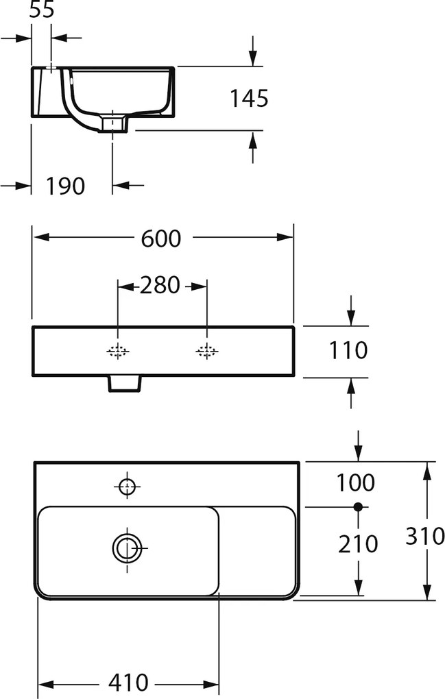 Sapho Sapho, ISTIA keramické umyvadlo, 60x31cm, bílá, AR6041