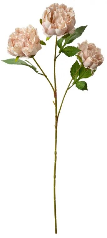 Umělá rostlina tři růžovo-oranžové pivoňky – 80 cm