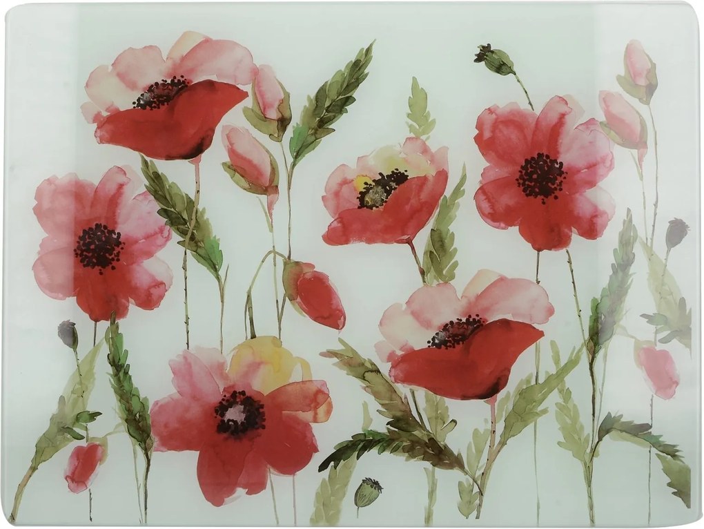 Skleněné krájecí prkénko Watercolour Poppy
