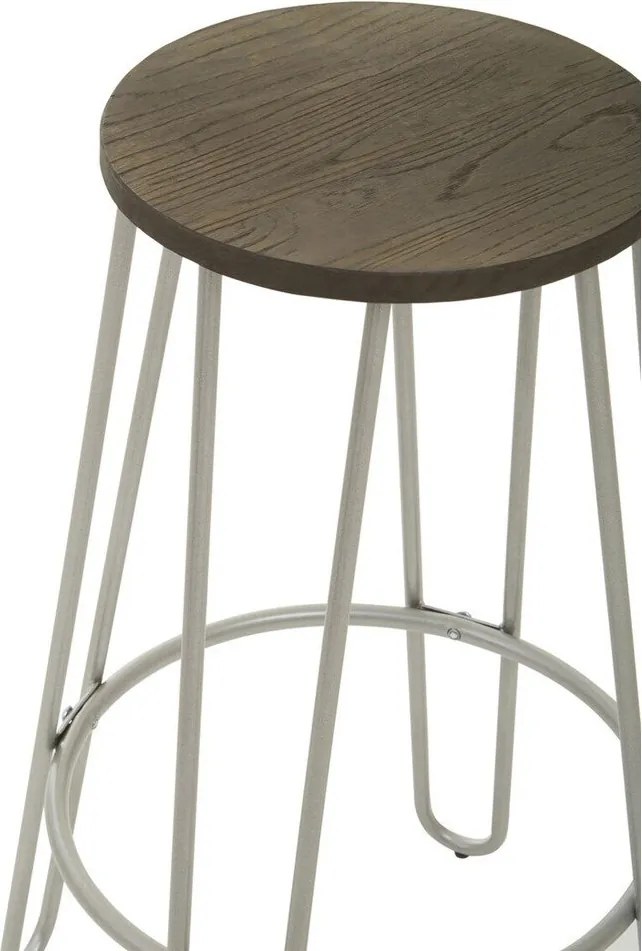 Barová stolička z jilmového dřeva ve stříbrné barvě/v přírodní barvě (výška sedáku 75 cm) District – Premier Housewares