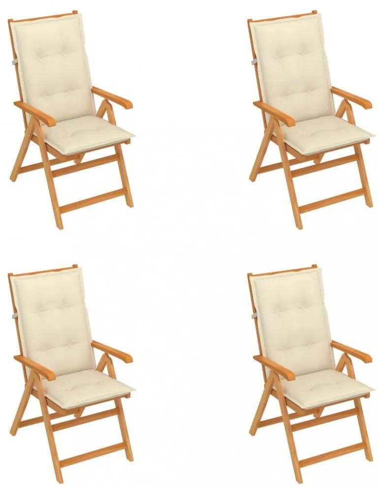 Skládací zahradní židle 4 ks s poduškami Dekorhome Šedá kostka