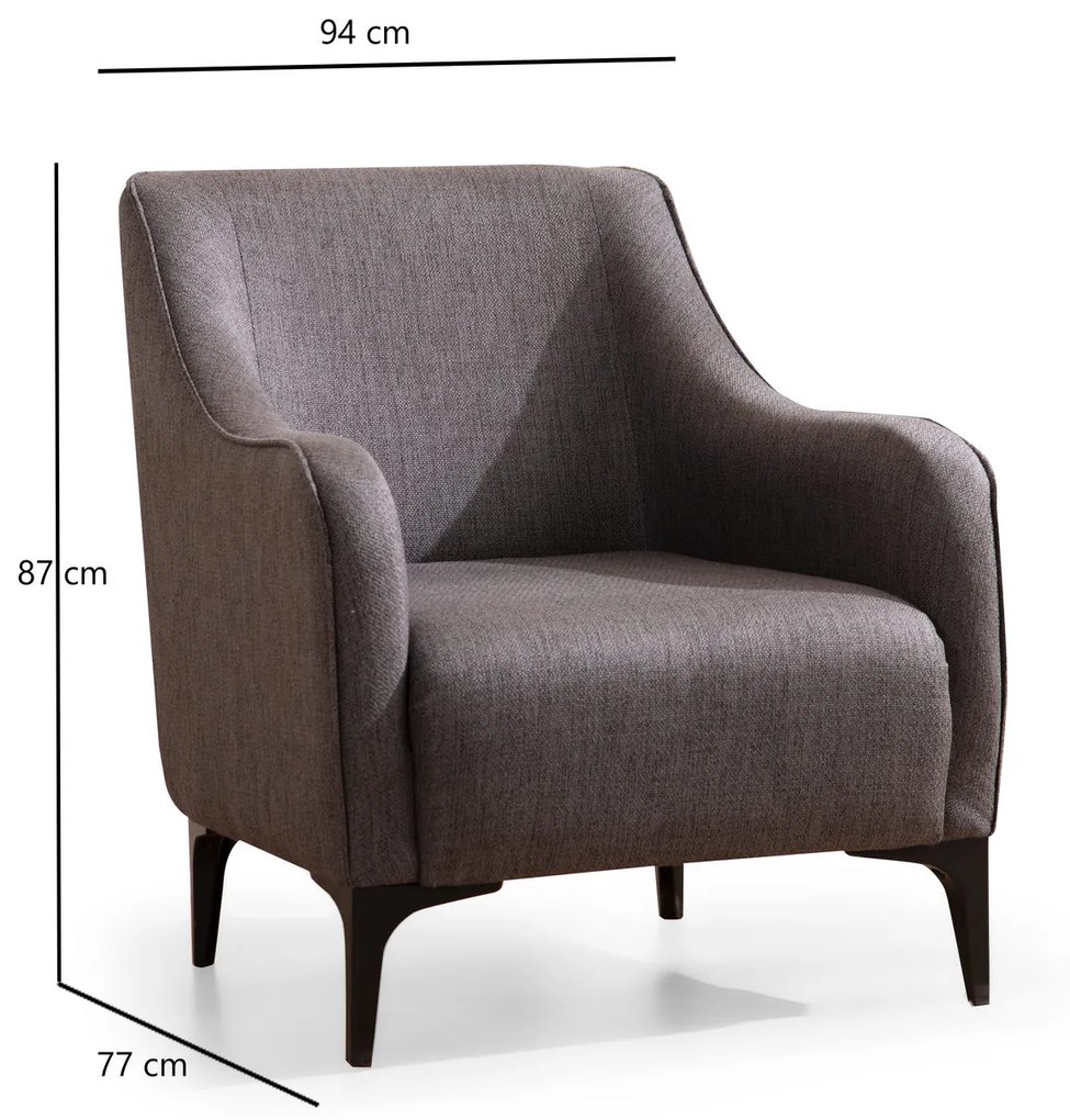 Atelier del Sofa Křeslo Belissimo - Dark Grey, Tmavá Šedá