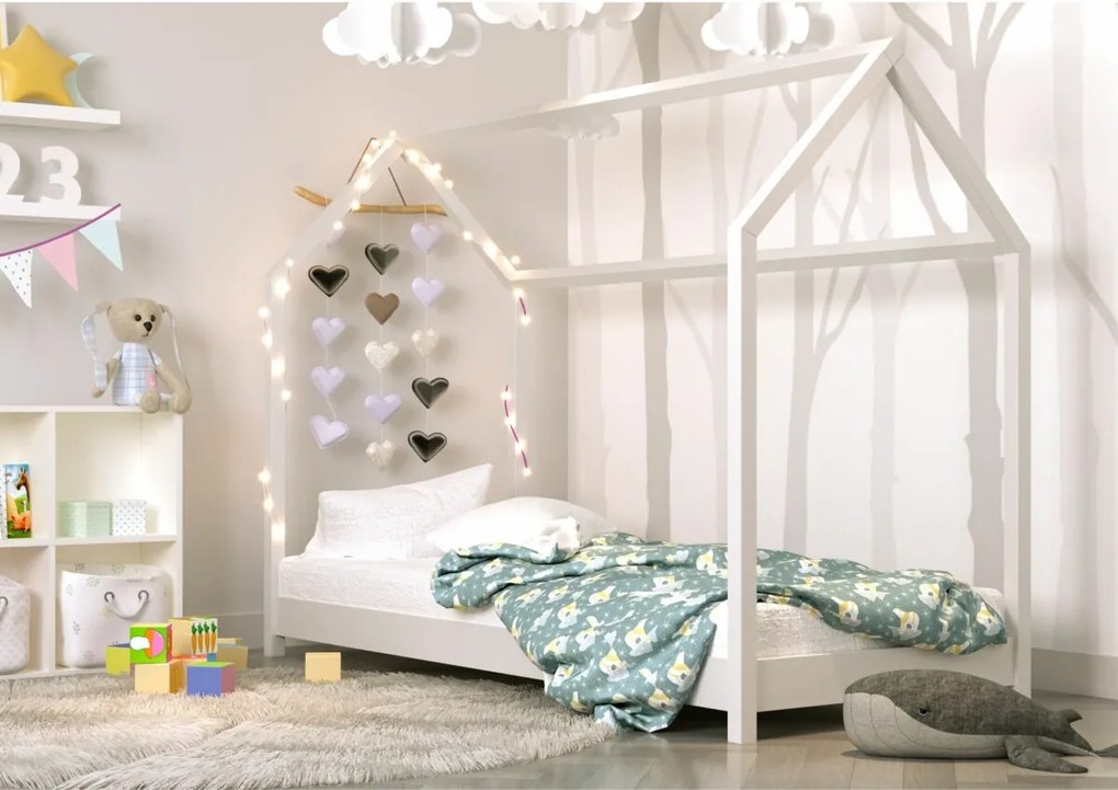 Kocot Kids Dětská postel / domeček Bella 90 x 200 cm - bílá