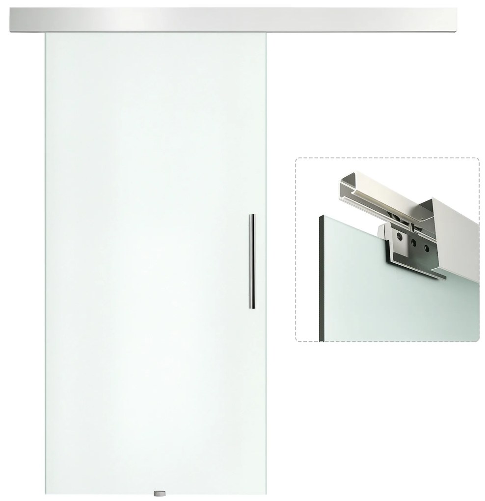 HOMCOM Posuvné skleněné pokojové dveře s madlem, jednostranně satinované 102,5x205 cm, moderní a elegantní pro obývací pokoje | Aosom.de