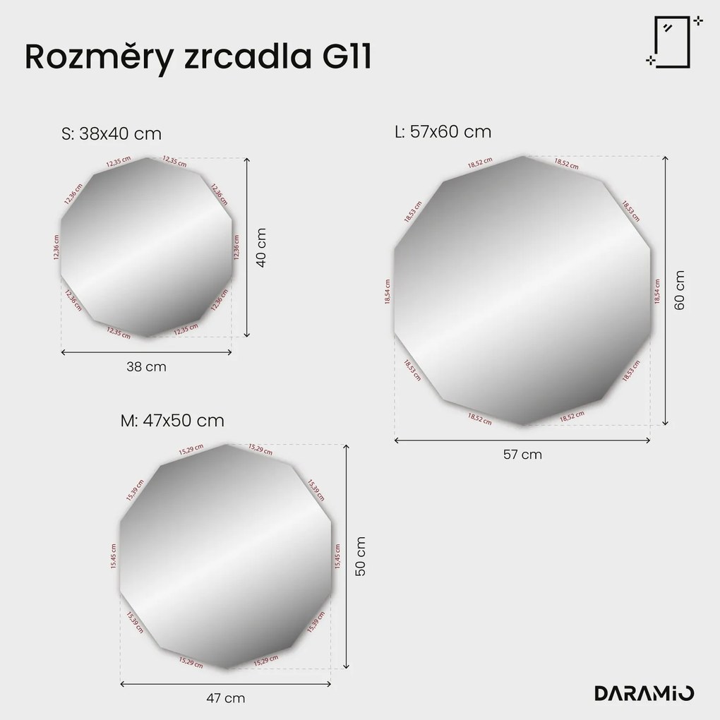 Geometrické zrcadlo do koupelny s LED osvětlením G11