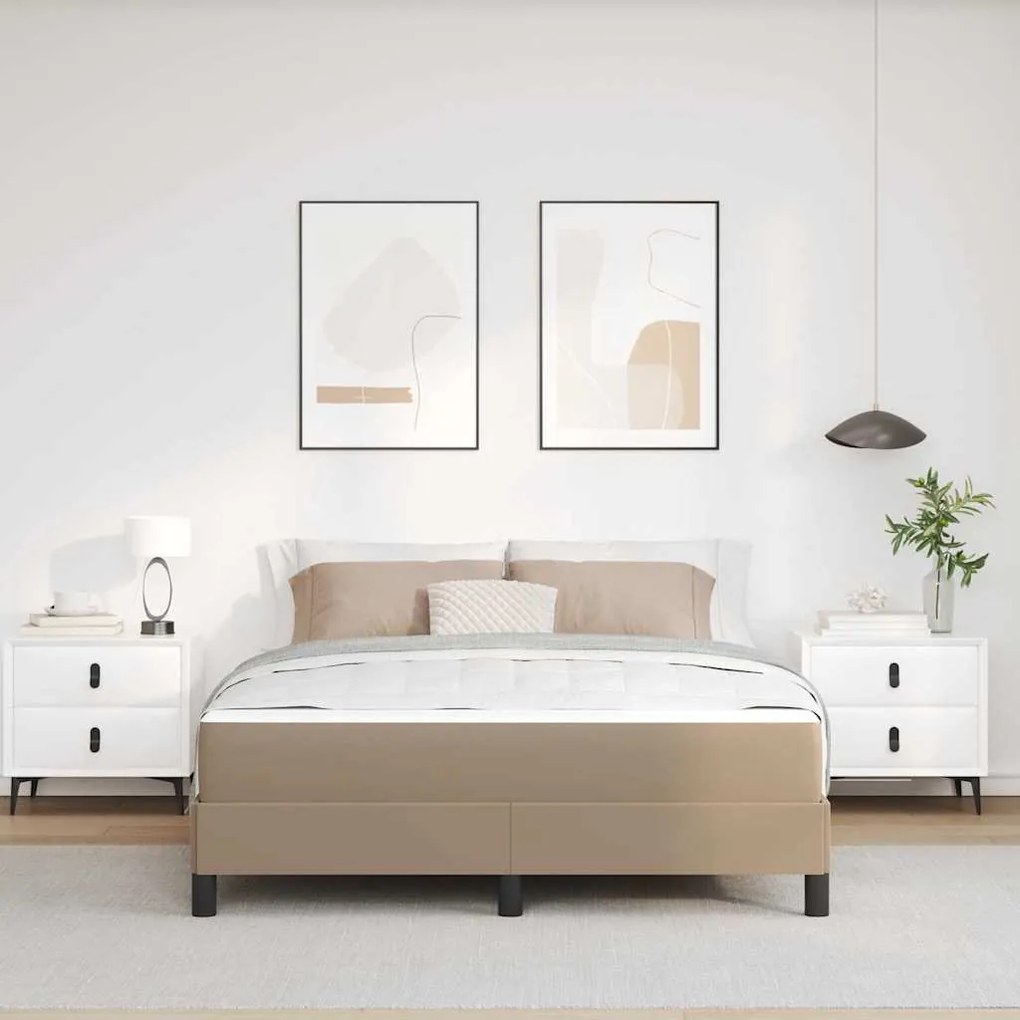 Rám postele s matrací Cappuccino 140 x 190 cm textil 3398632