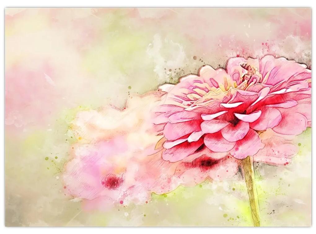 Obraz - Růžová květina, aquarel (70x50 cm)
