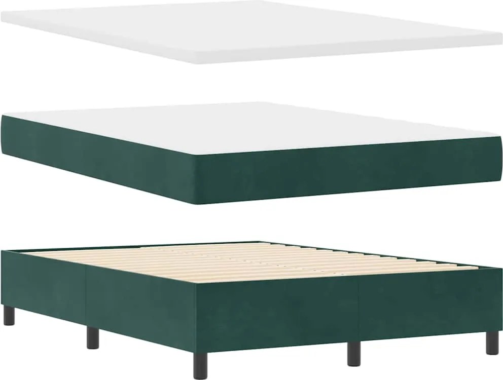Postel s boxspringem s čelo Tmavě zelená 190 x 140 cm samet 3344579